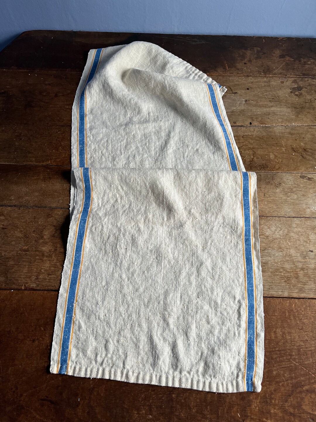 Vintage 1940s Homespun Linen Striped Long Kitchen Towel Toweling - Etsy