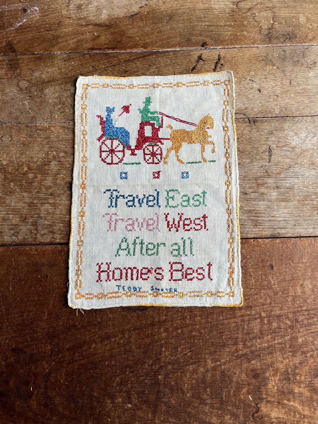 Vintage 1940s Embroidered Cross Stitch Motto Home's Best - Etsy