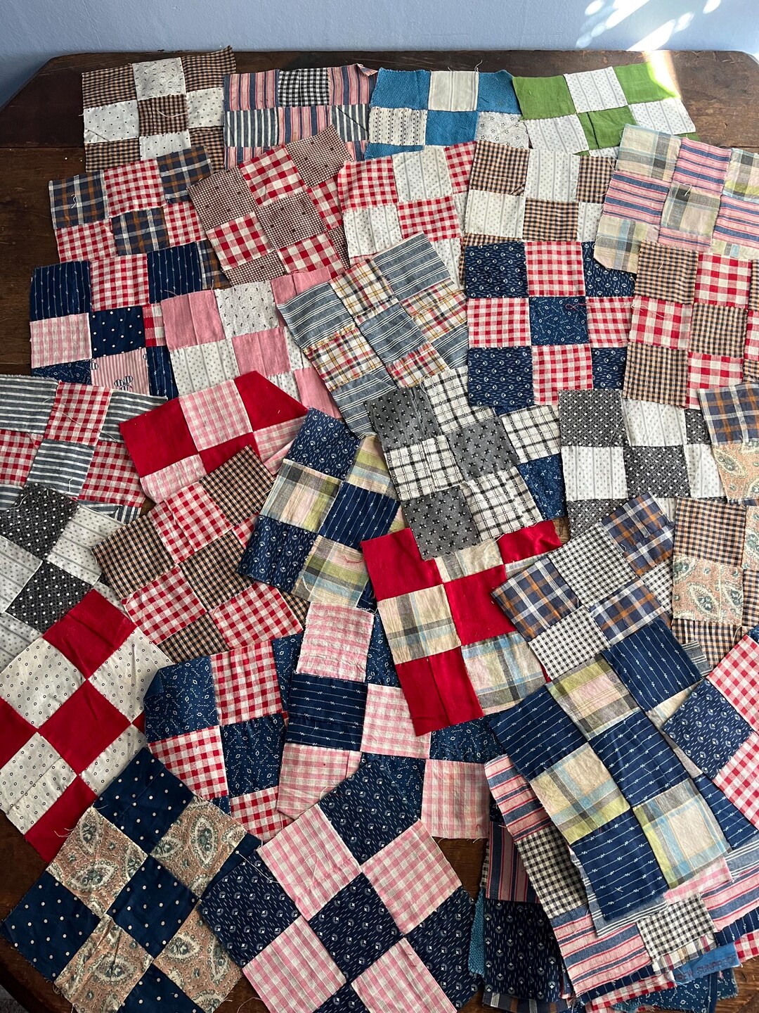 48 Antique 1900 Patchwork Quilt Blocks Cotton Prints Hand Stitched - Etsy