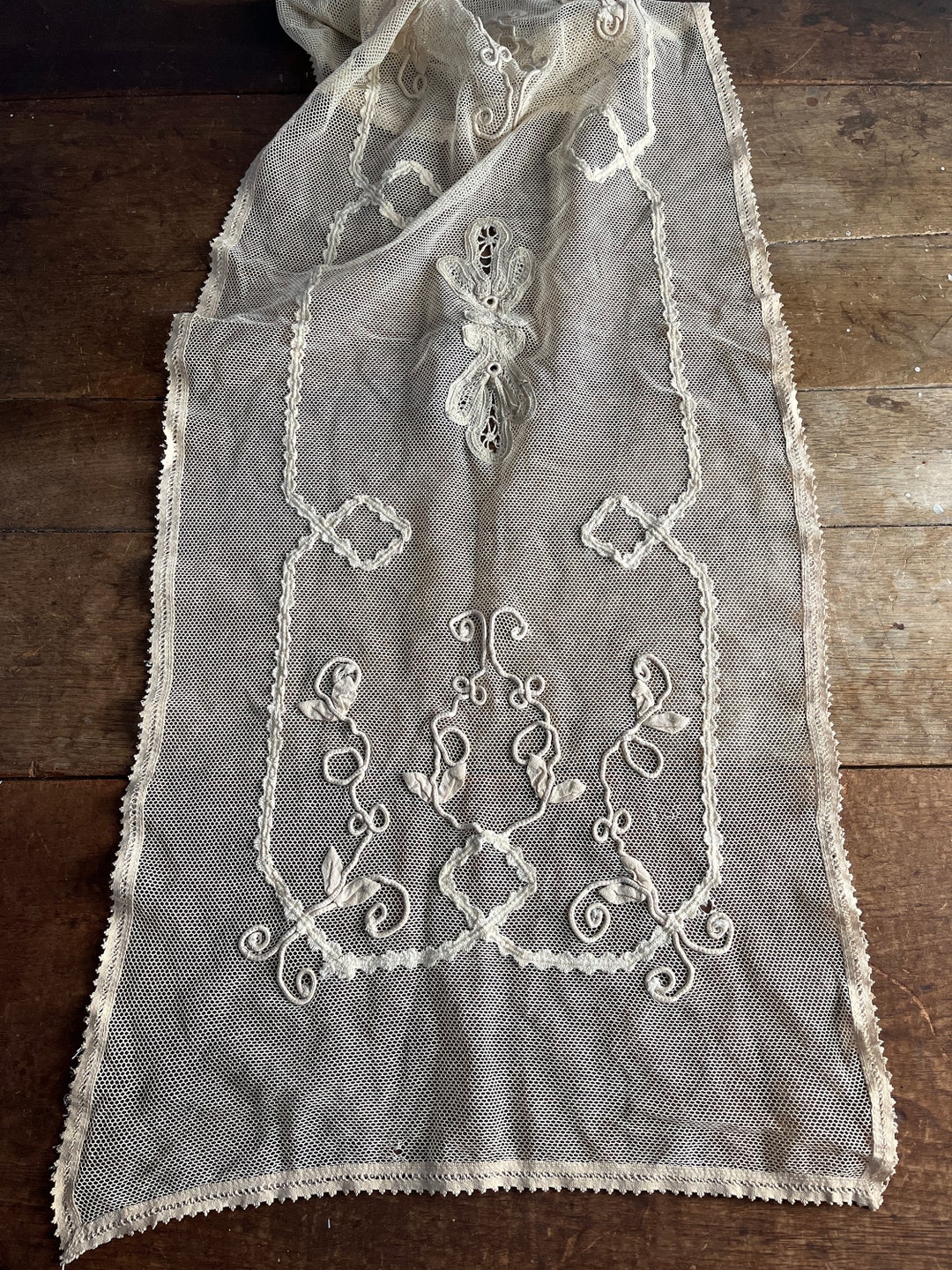 Vintage 1930s Tambour Lace Ecru Table Runner - Etsy