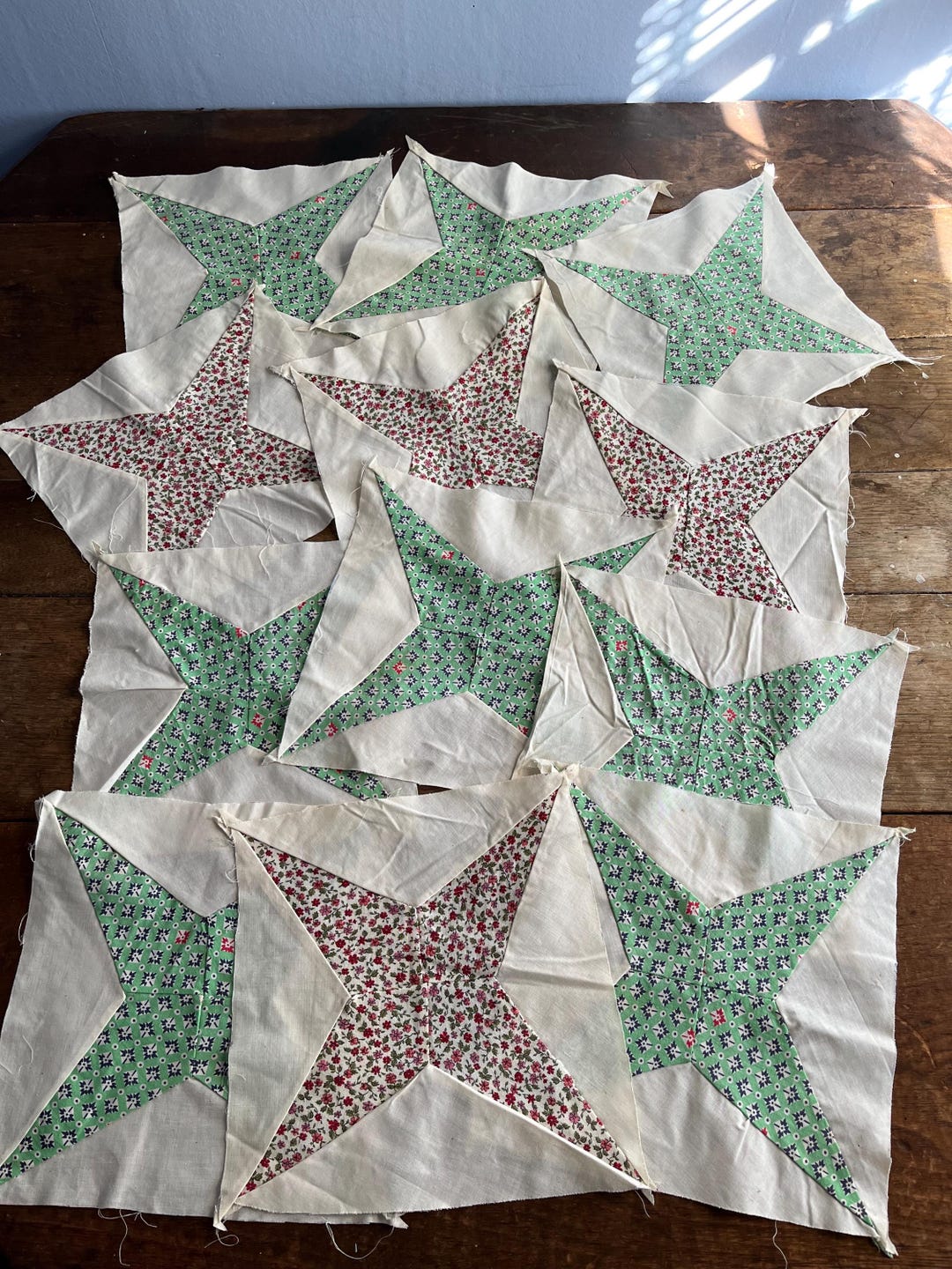 12 Vintage 4 Point Star Quilt Blocks - Etsy