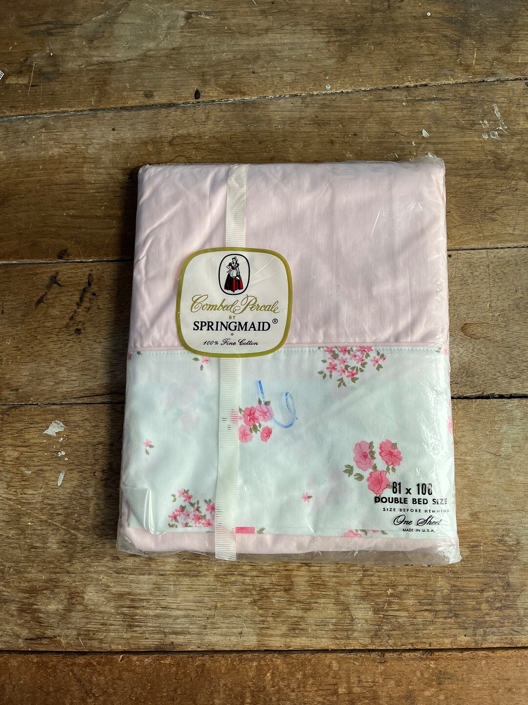 Vintage 1960s Springmaid Pink Floral Cotton Bed Flat Sheet Double - Etsy