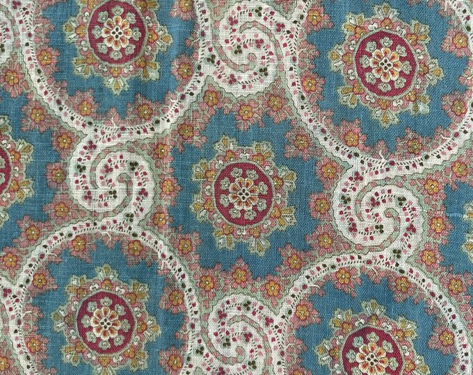 Antique Edwardian Print Cotton Fabric Blue Pink - Etsy