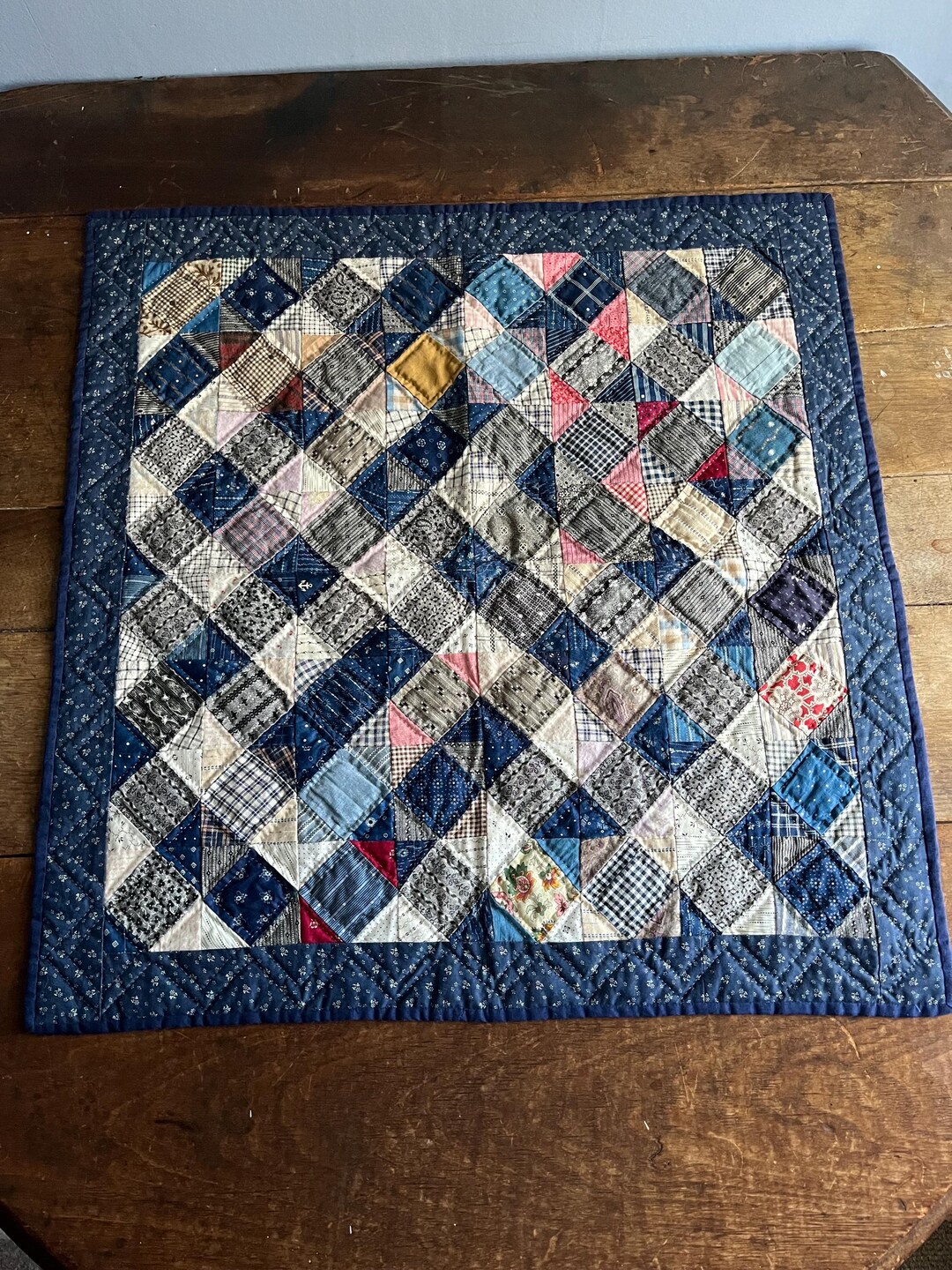 Antique Patchwork Indigo Small Wall Hanging Quilt - Etsy