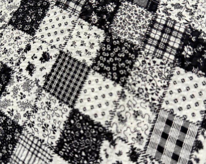 4 Yards Black and White Cotton Seersucker Puckering Patchwork Cheater ...