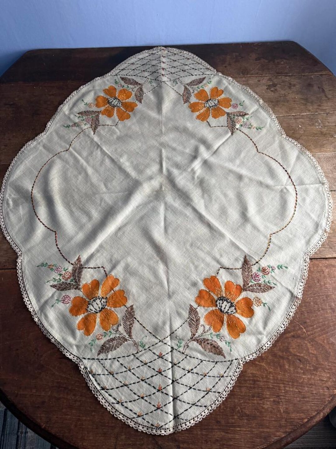 Vintage 1920s 1930s Embroidered and Stamped Print Floral Mint Green ...