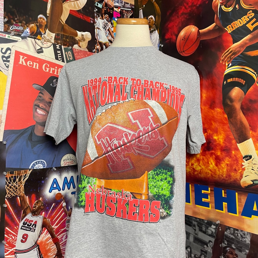 Vintage Nebraska Corn Huskers 1995 National Champions NCAA Football Tee ...