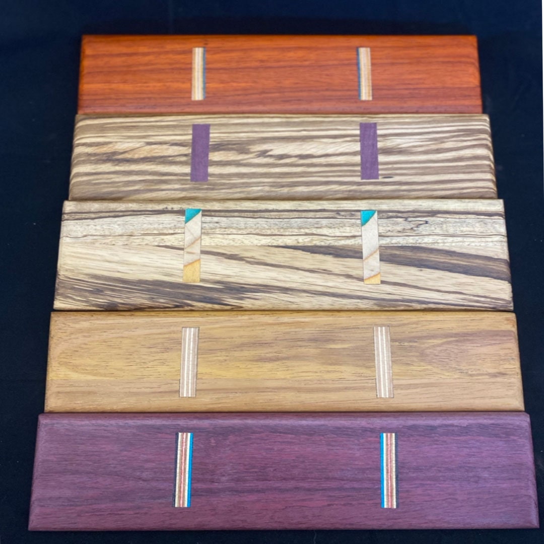 Padauk Wood Keyboard Wrist Rest With Recycled Skateboard Inlays - Etsy