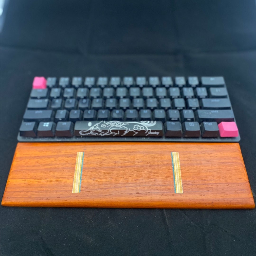 Padauk Wood Keyboard Wrist Rest With Recycled Skateboard Inlays - Etsy