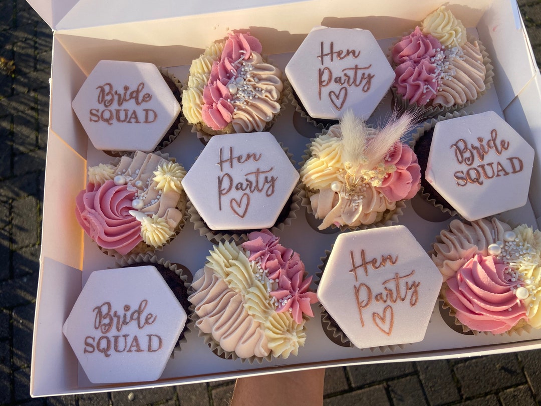Hen Party Cupcake Toppers , Edible Fondant Cupcake Toppers, Fondant ...