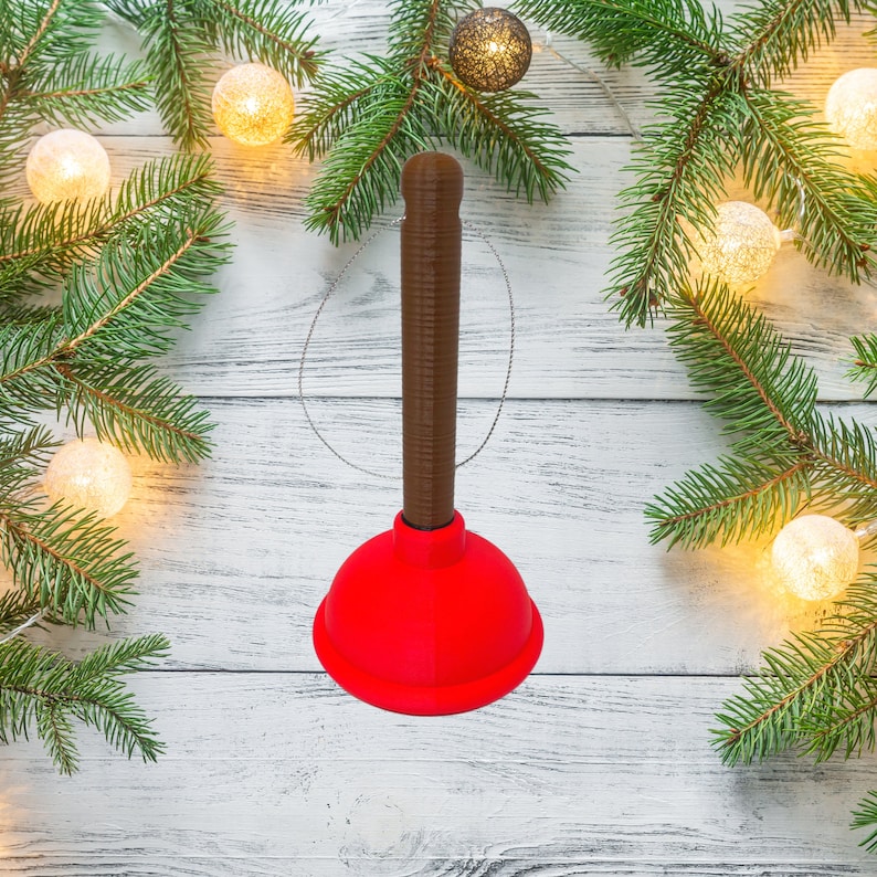 Toilet Plunger Christmas Ornament - Funny Christmas Decorative Holiday ...