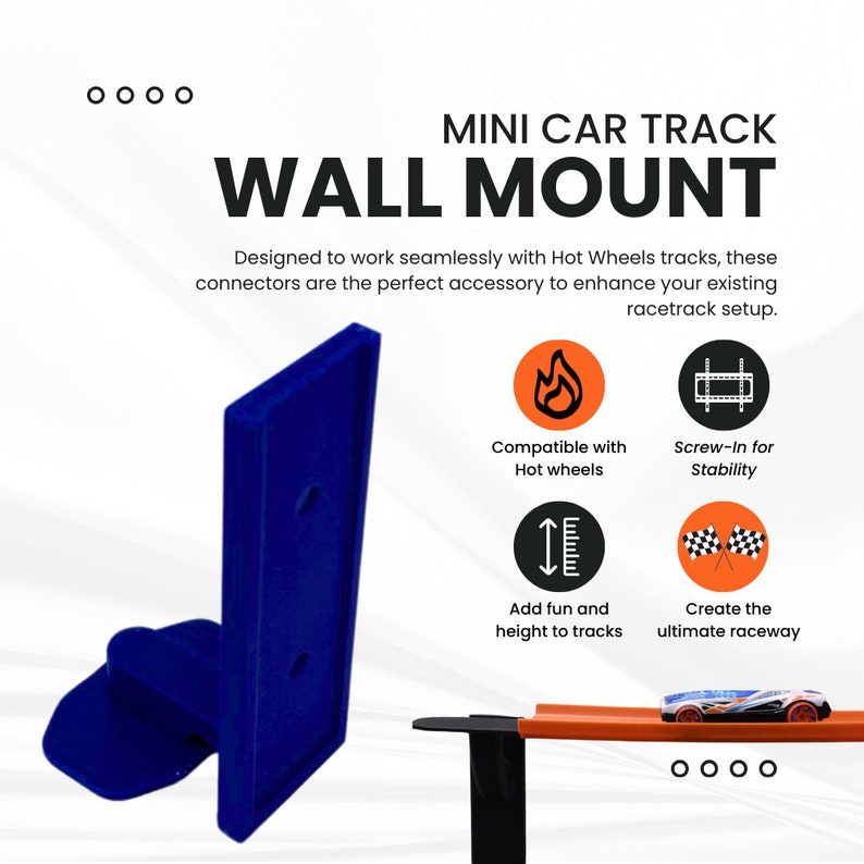 Racetrack Wall Connectors Compatible With Hot Wheels Tracks | Screw in ...