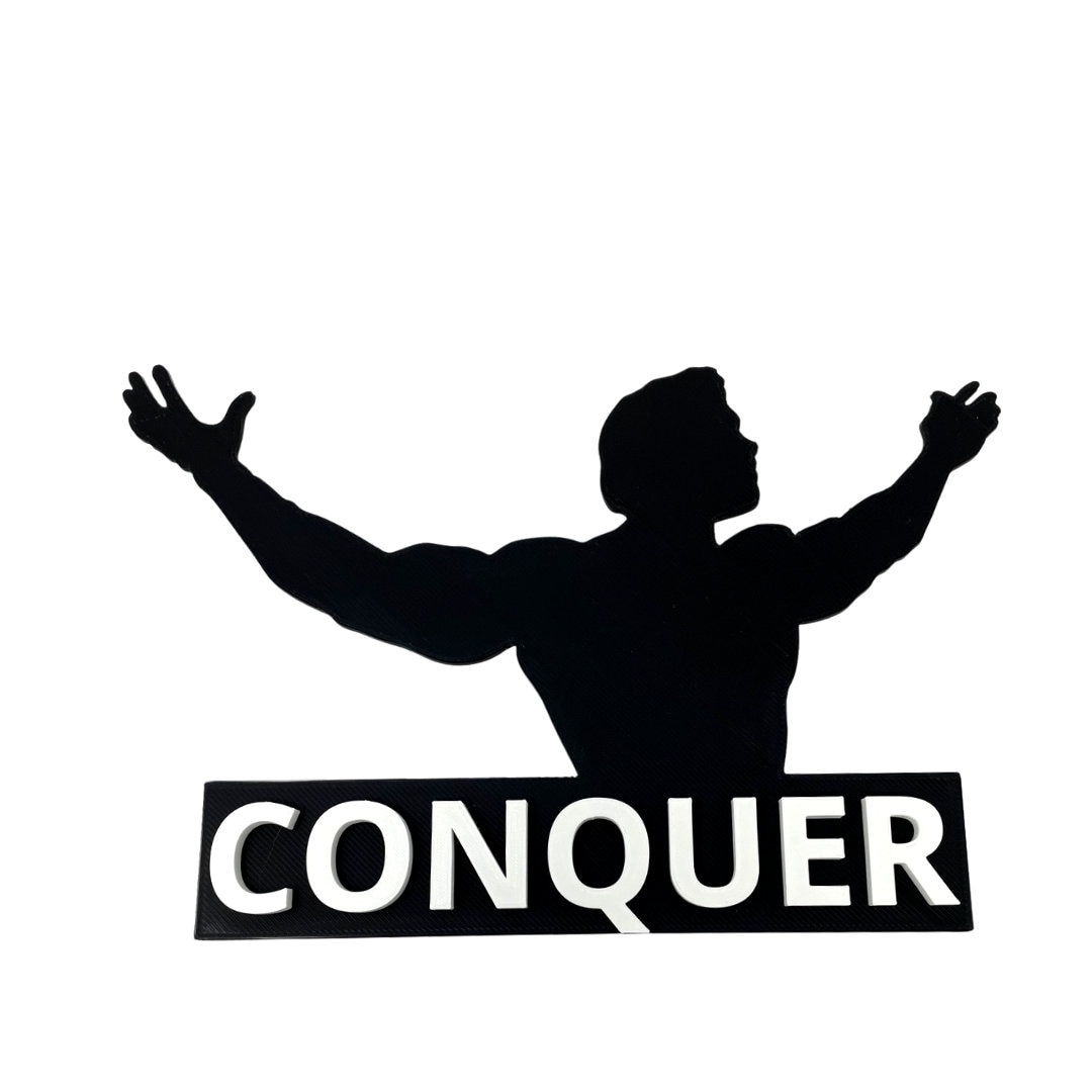 Arnold 'conquer' Home Gym Motivational Sign - ~10" Wide & 8" Tall ...