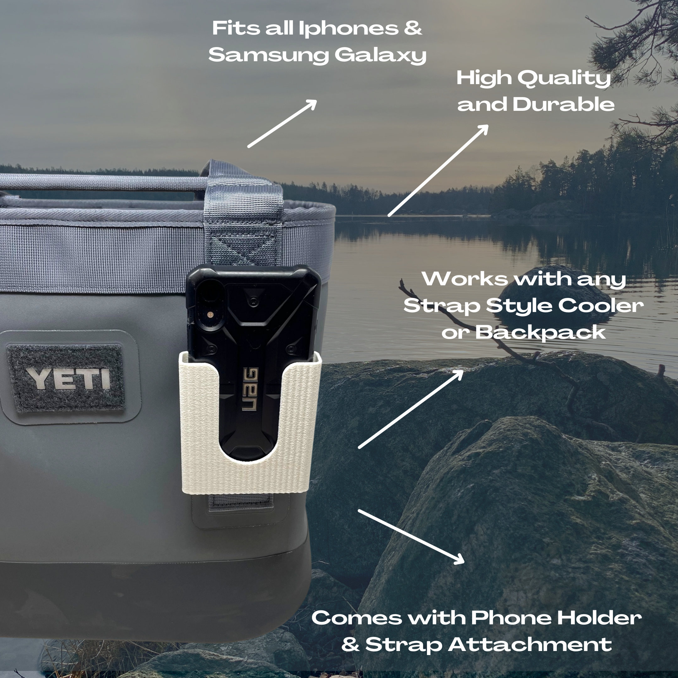 Phone Holder Attachment Compatible With Soft Yeti Coolers & Backpacks ...