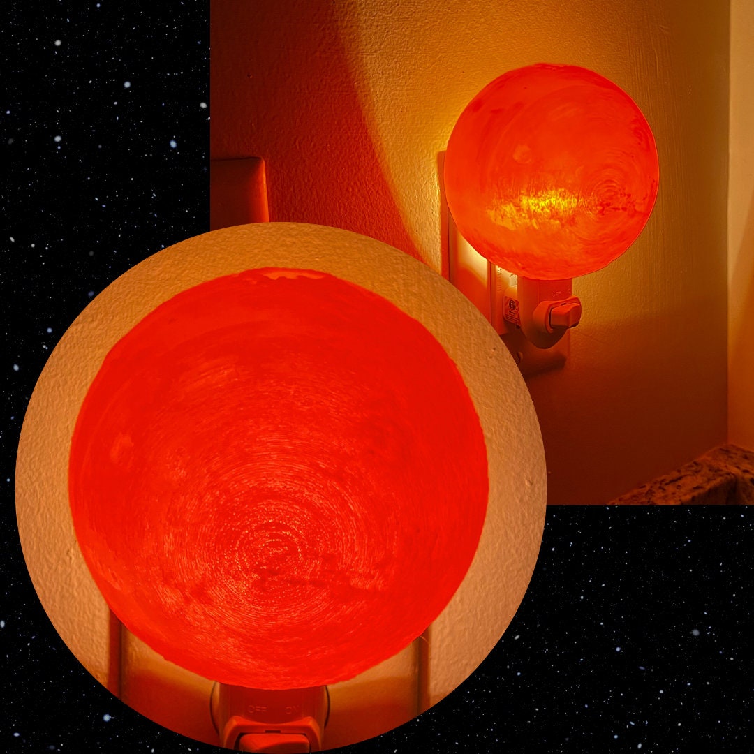 Planet Mars Night Light | Translucent Night Light With Accurate Mars ...