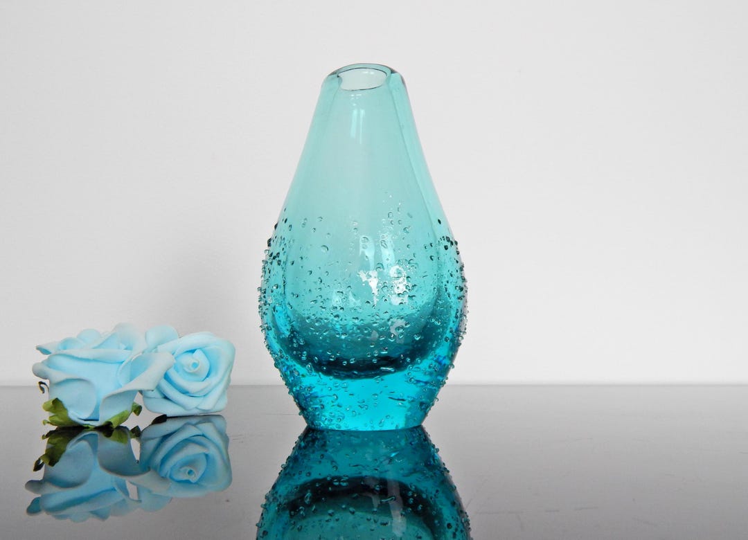 Czech ART VASE Deco Glass Designed by Czechoslovakia Author With Glued ...