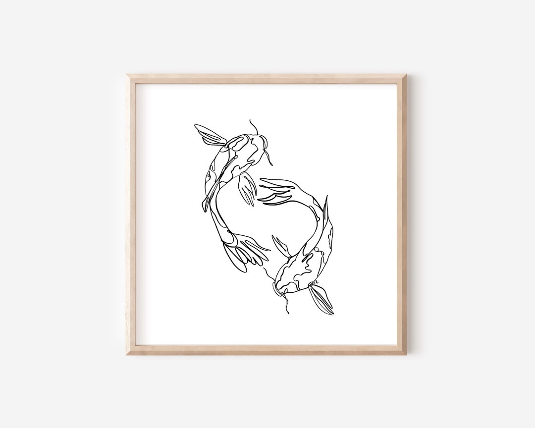 Koi Fish Line Art - Etsy