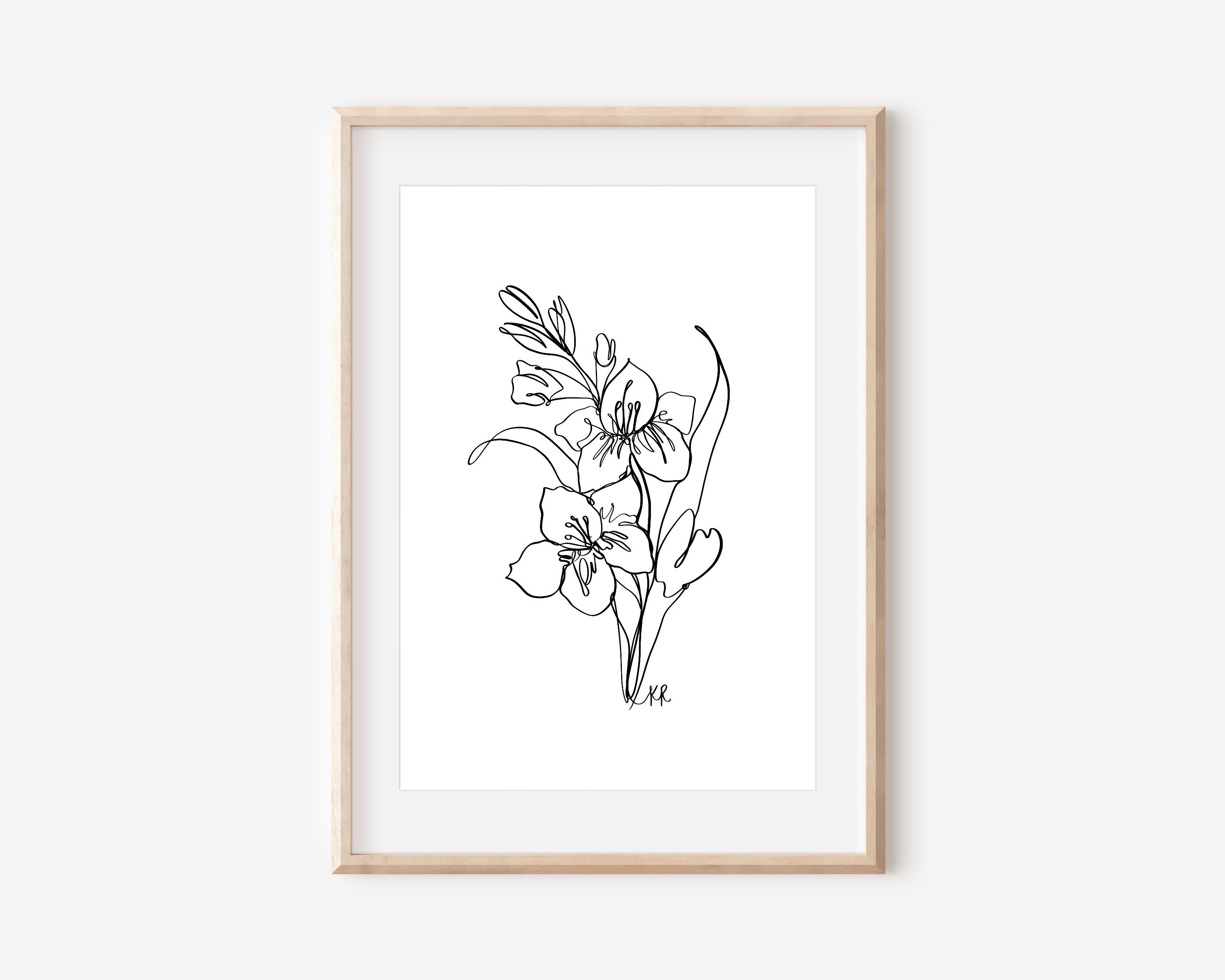 Gladiolus Line Art - Etsy