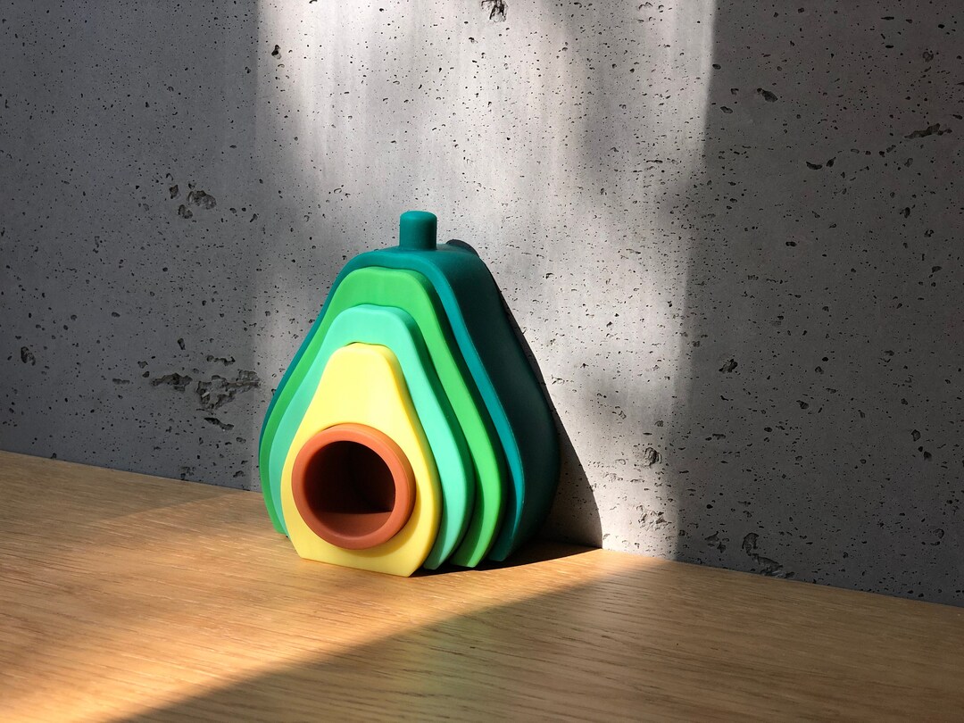 Stacking Nesting Baby Toy Avocado Shape Teether Silicone Educational ...