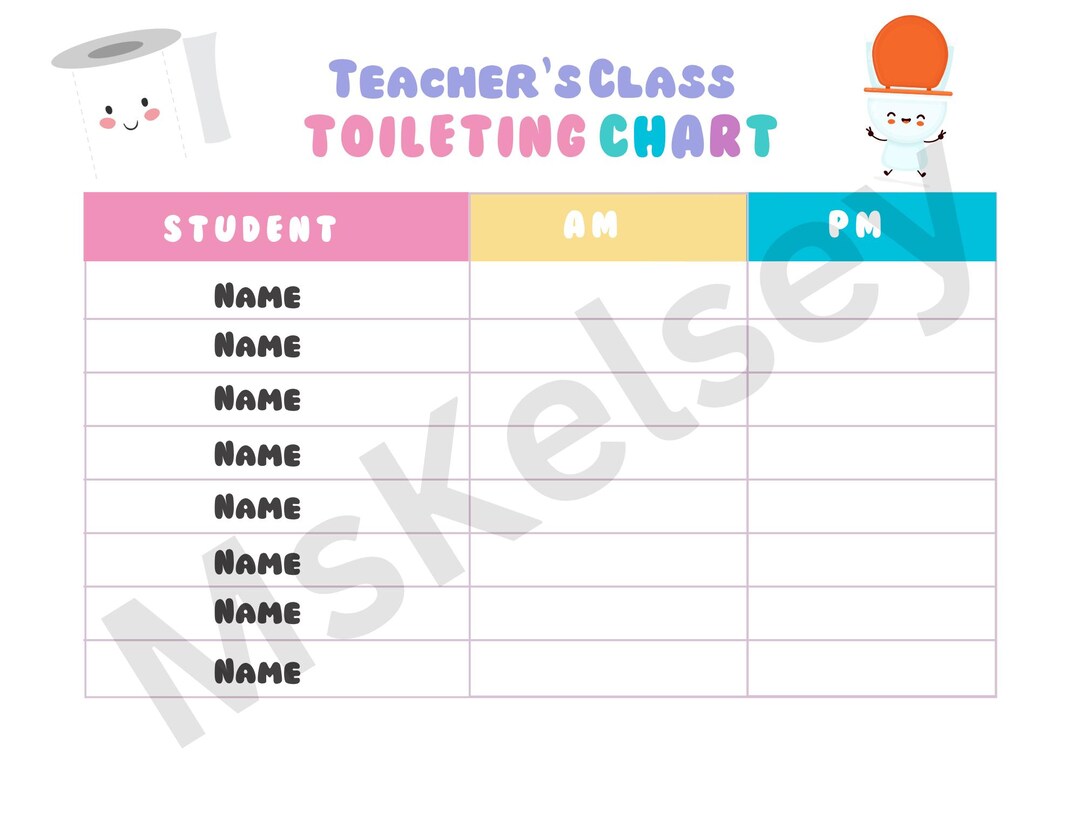 CUSTOMIZABLE | Toileting Chart | Day Care | Preschool | Special Ed ...