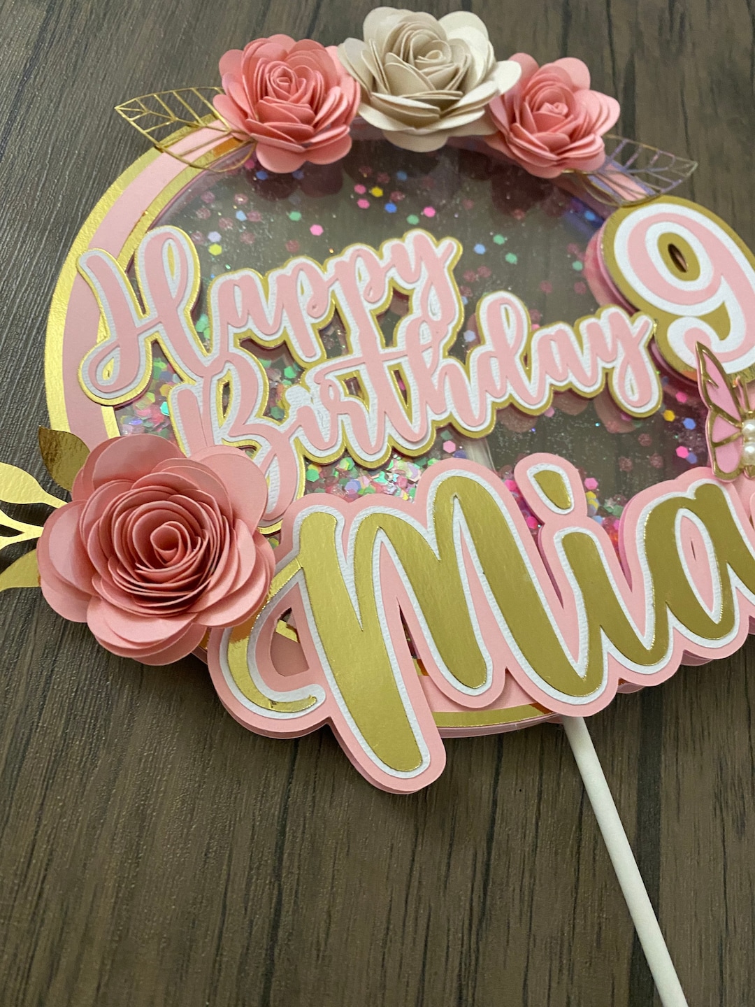 Cake Topper Floral con shaker/ topper de pastel de Flores / topper de ...