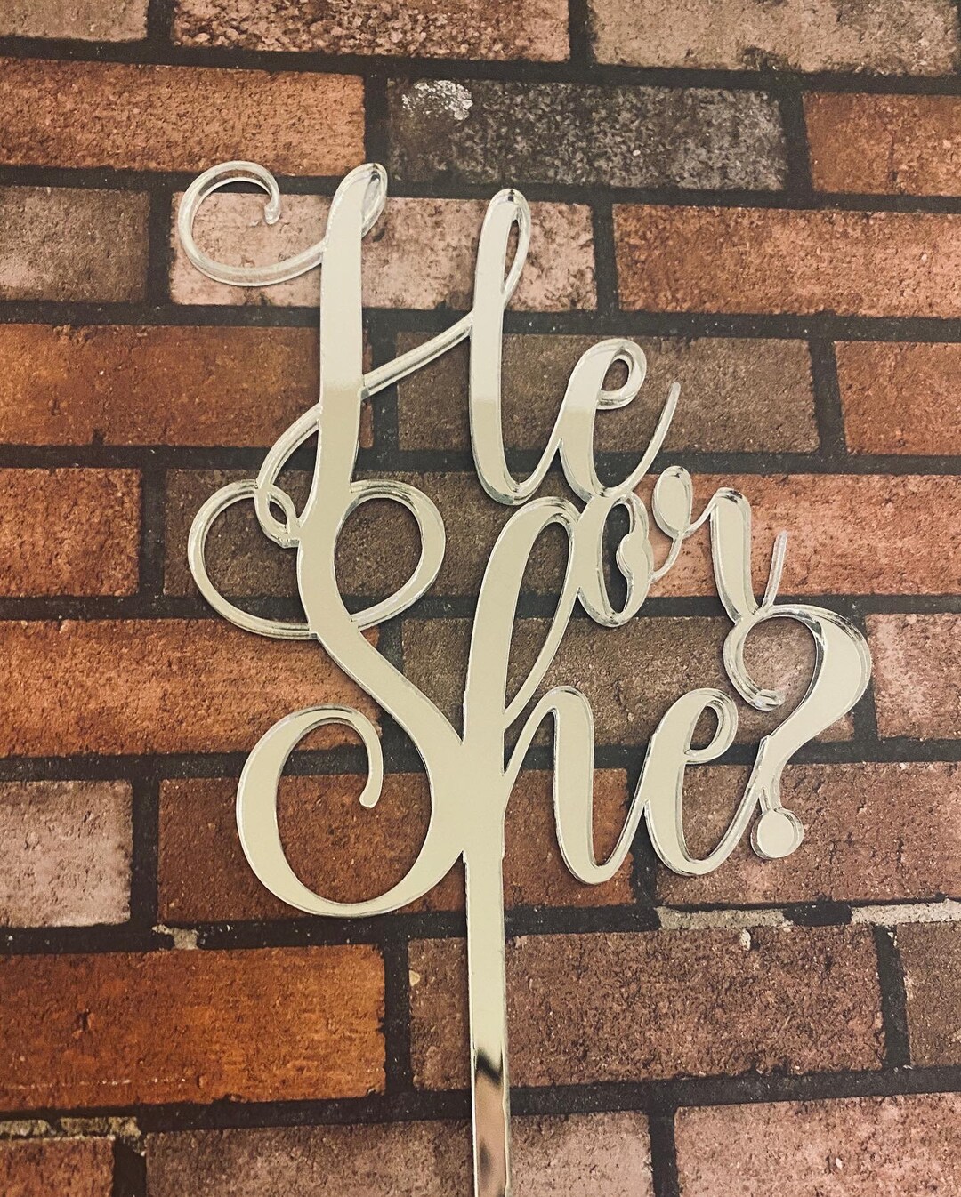 He or She Acrylic Cake Topper, Gender Reveal Cake Topper, Acrylic Sign ...