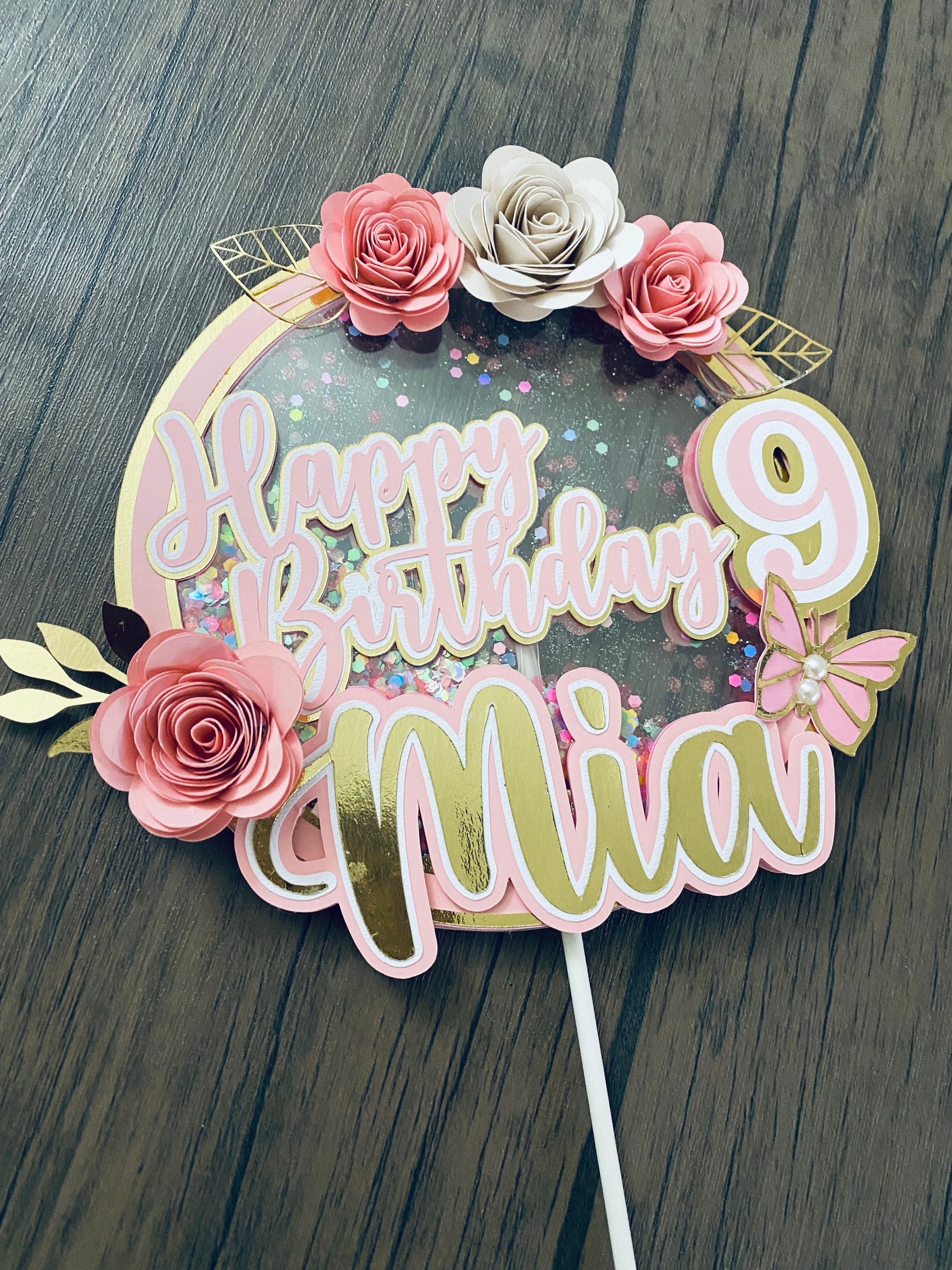 Cake Topper Floral con shaker/ topper de pastel de Flores / topper de ...