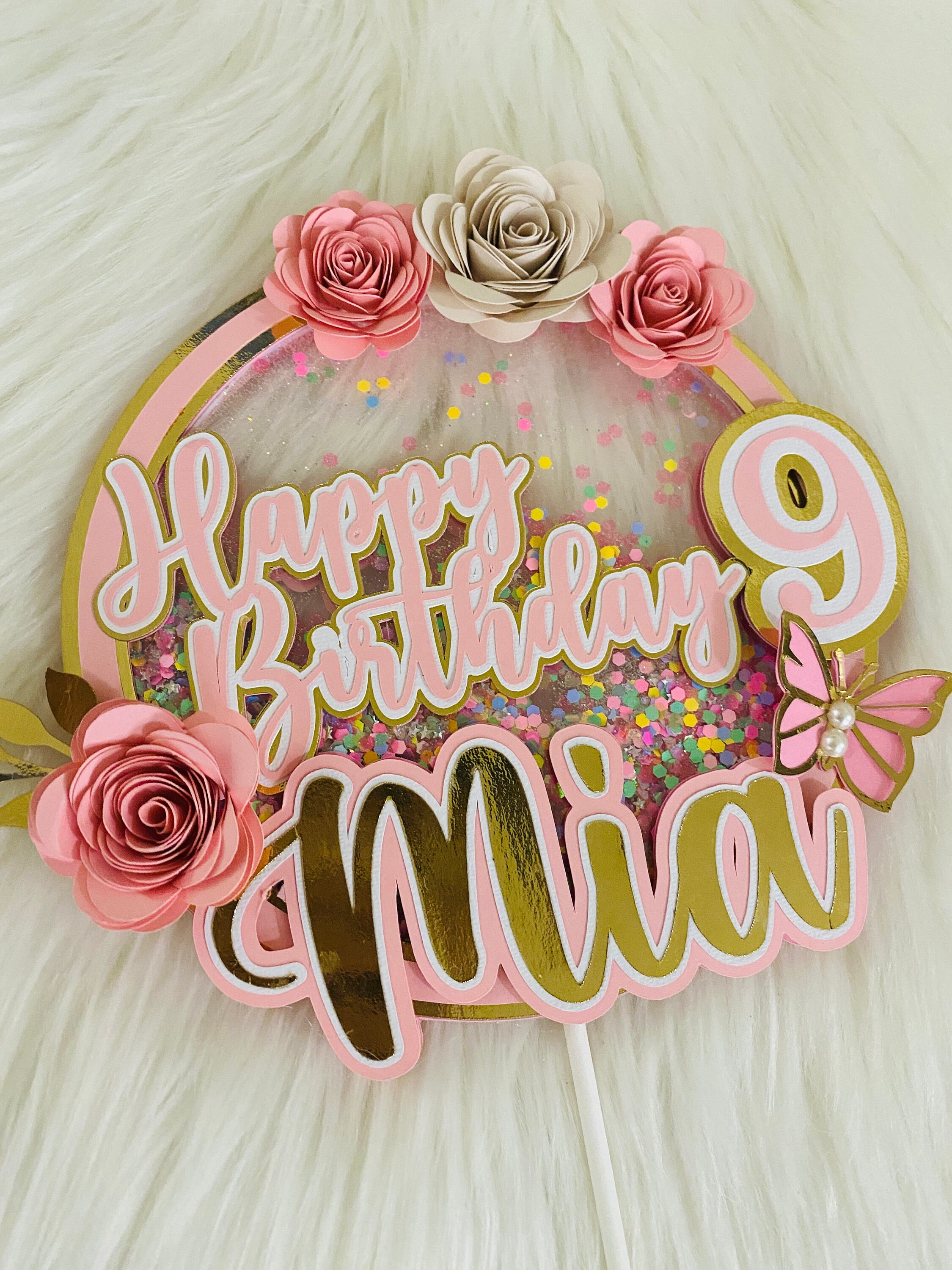 Cake Topper Floral con shaker/ topper de pastel de Flores / topper de ...