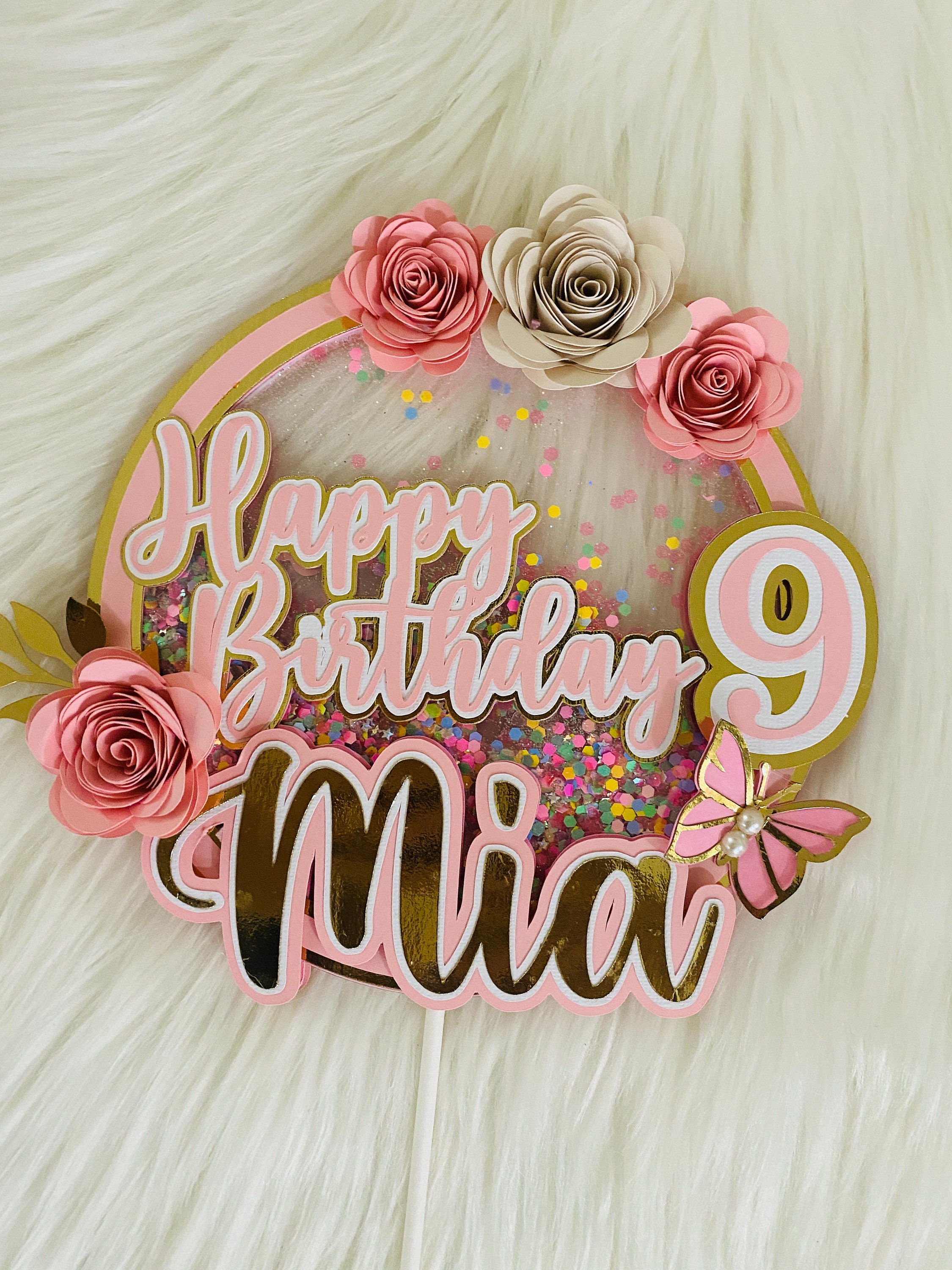 Cake Topper Floral con shaker/ topper de pastel de Flores / topper de ...