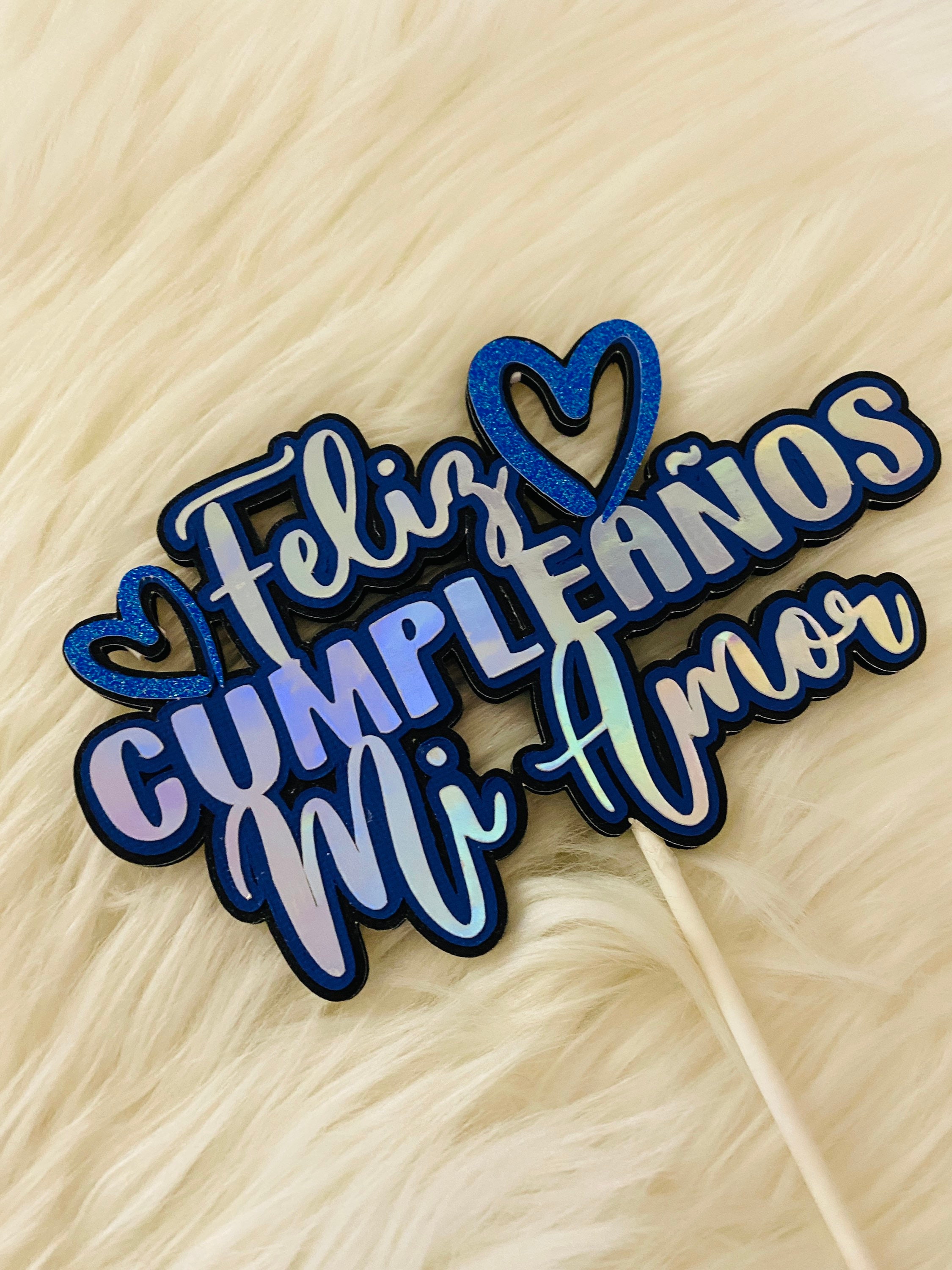 Feliz cumpleaños mi amor cake topper / topper de pastel Mi - Etsy México
