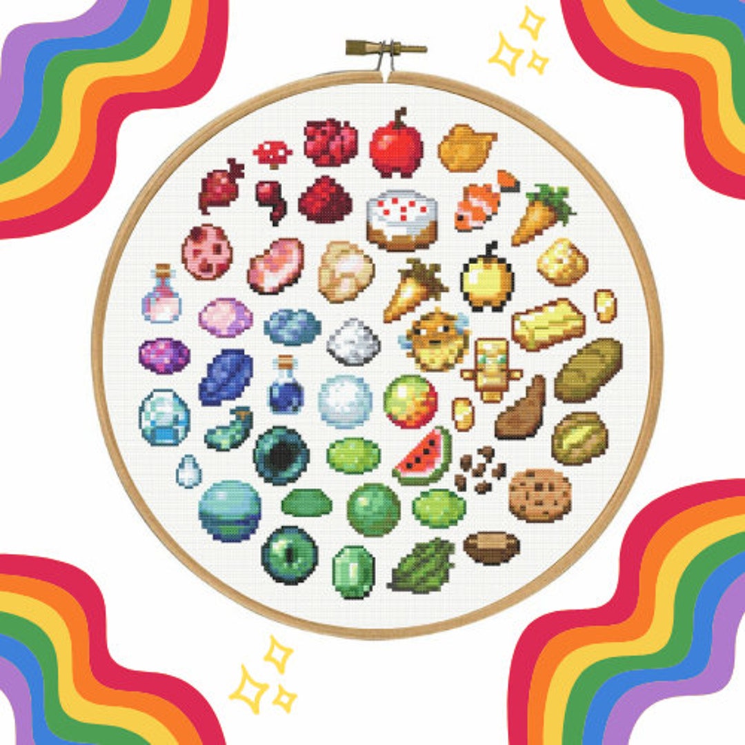 Minecraft Rainbow Cross Stitch Pattern - Etsy