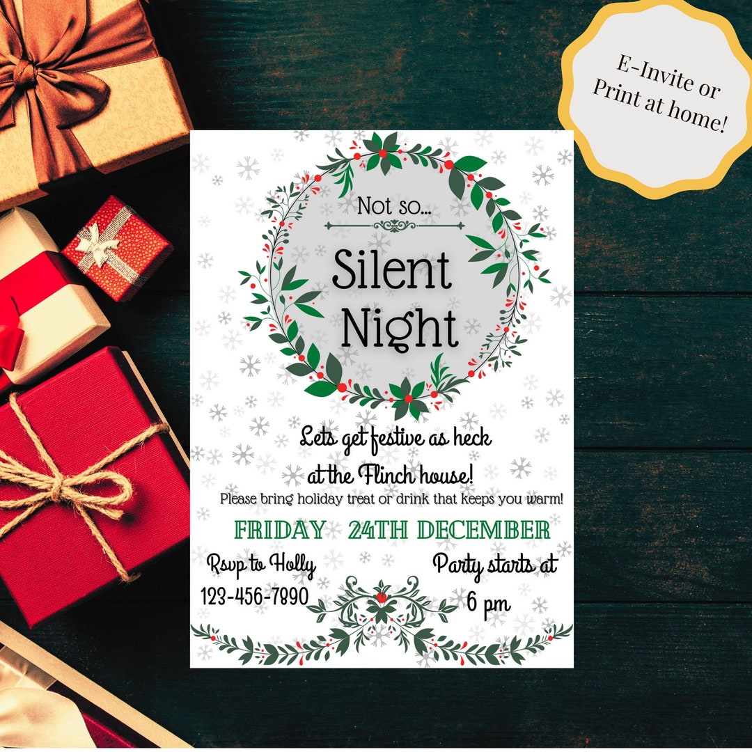 Silent Night Christmas Party Invitation Holiday Party Editable Template ...