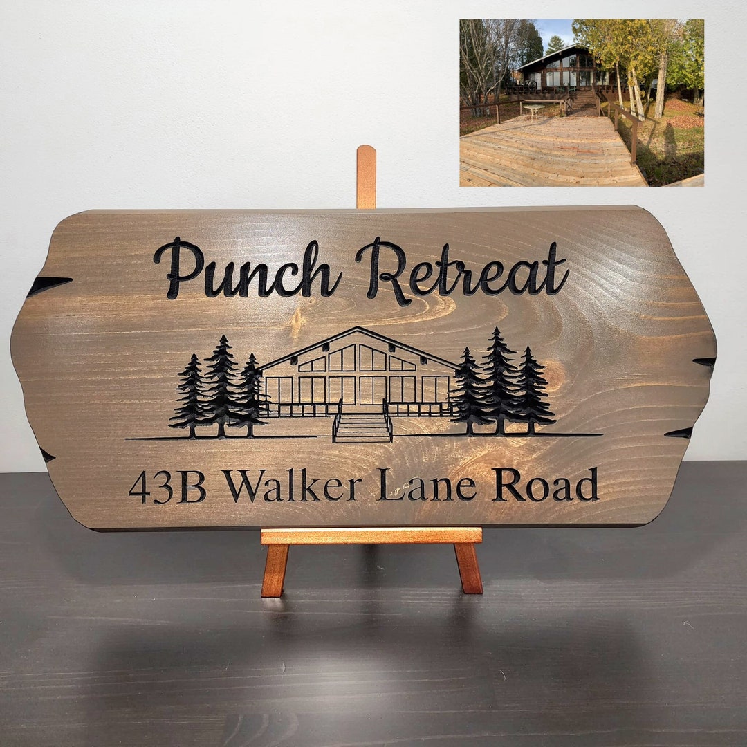 Custom Wood Cottage Signs With Engraved Photo - Etsy