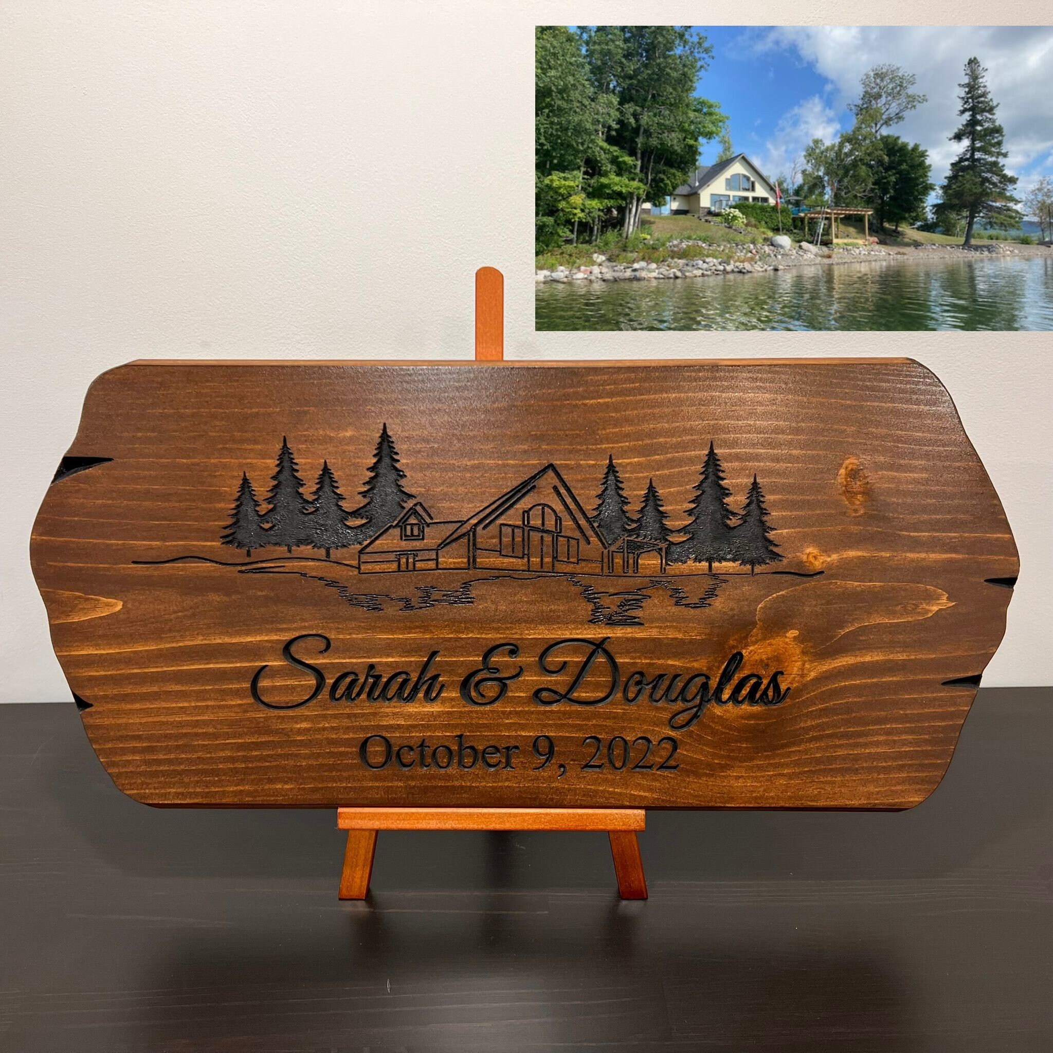 Custom Wood Cottage Signs With Engraved Photo - Etsy