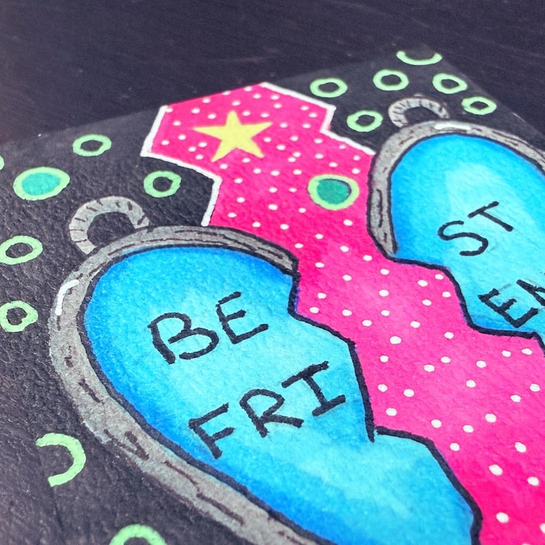 Best Friends Necklace PRINT | 90s Friendship Art Neon Nostalgia - Etsy