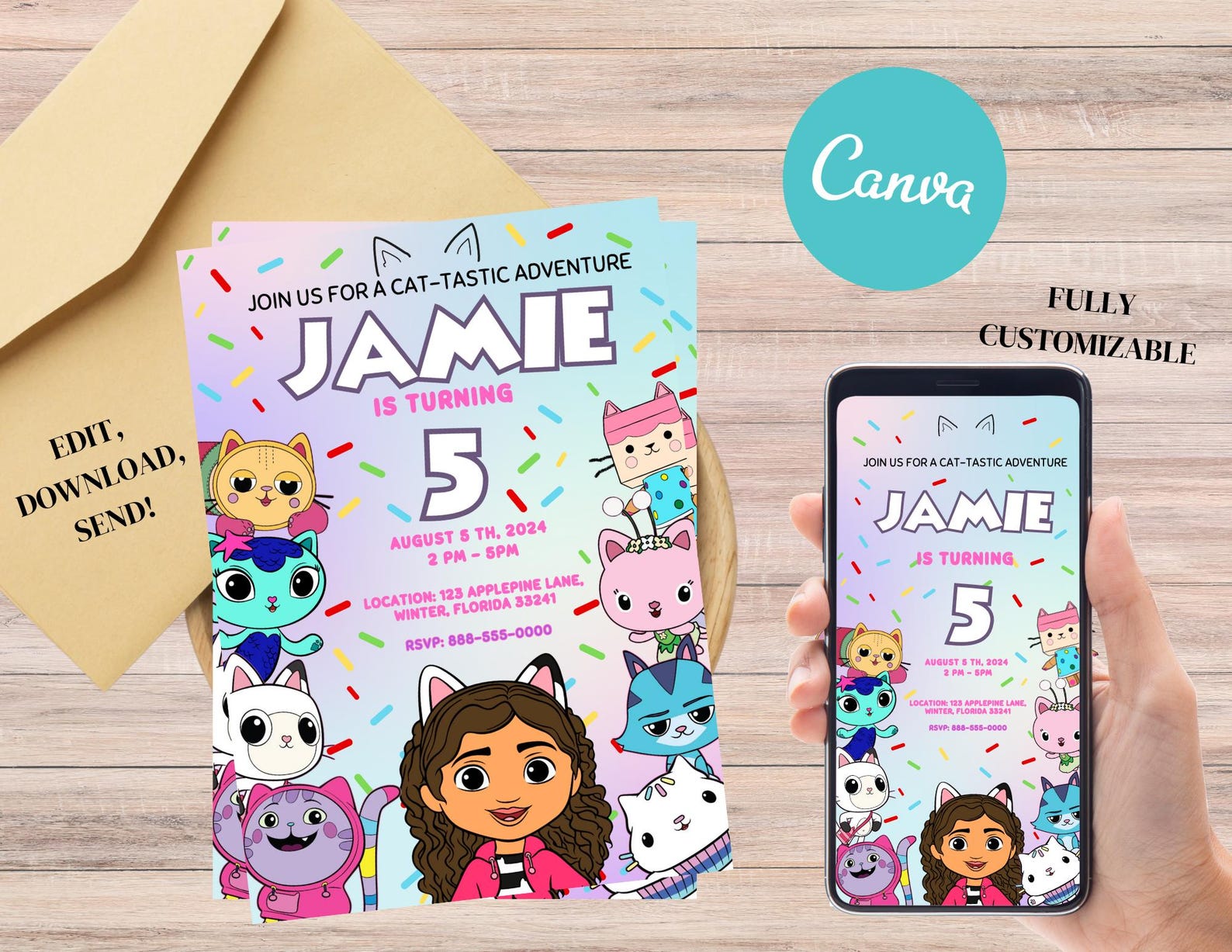 Editable Gabbys Dollhouse Birthday Invitation Template (digital) - Etsy