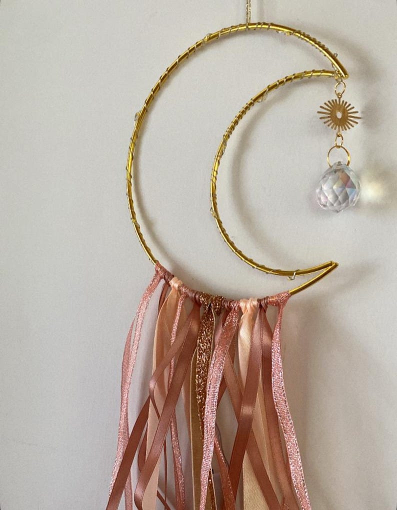 SERENITY Moon and Sun Catcher With Ribbons & String Lights • Feng Shui ...