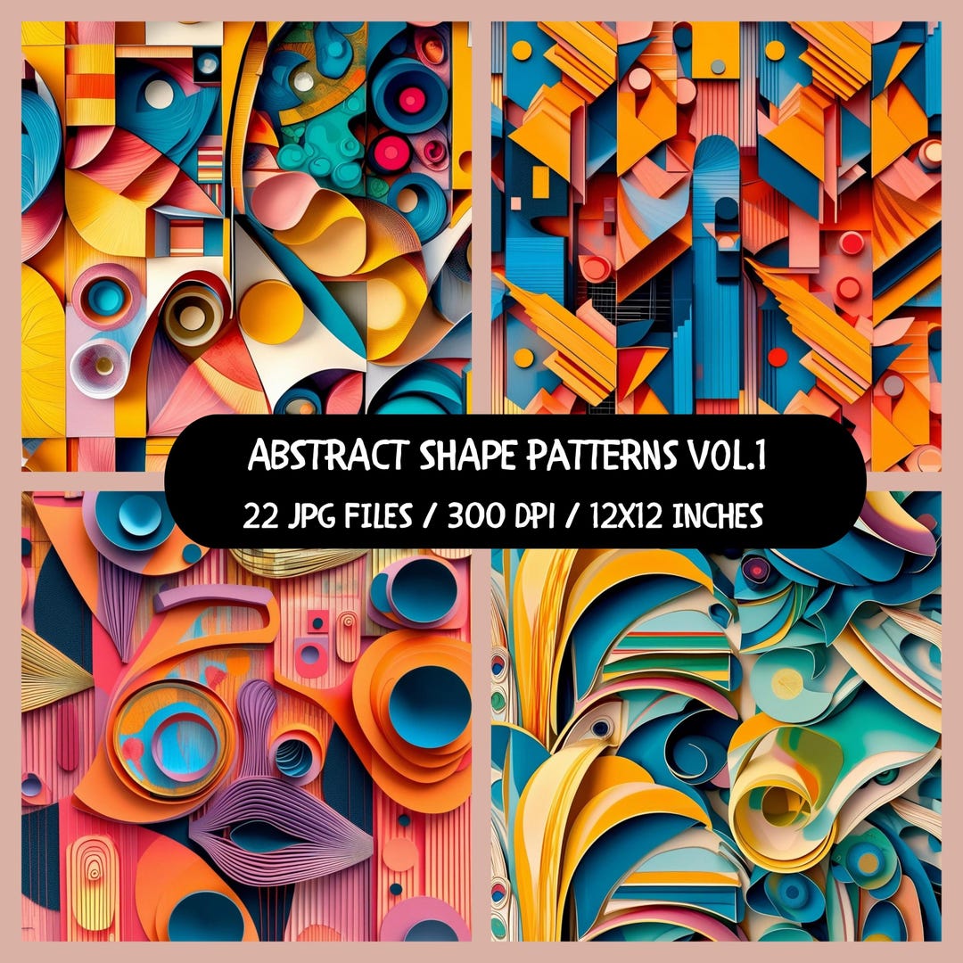 Abstract Shape Patterns Vol.1, 22 JPG, Digital Paper, Abstract Patterns ...