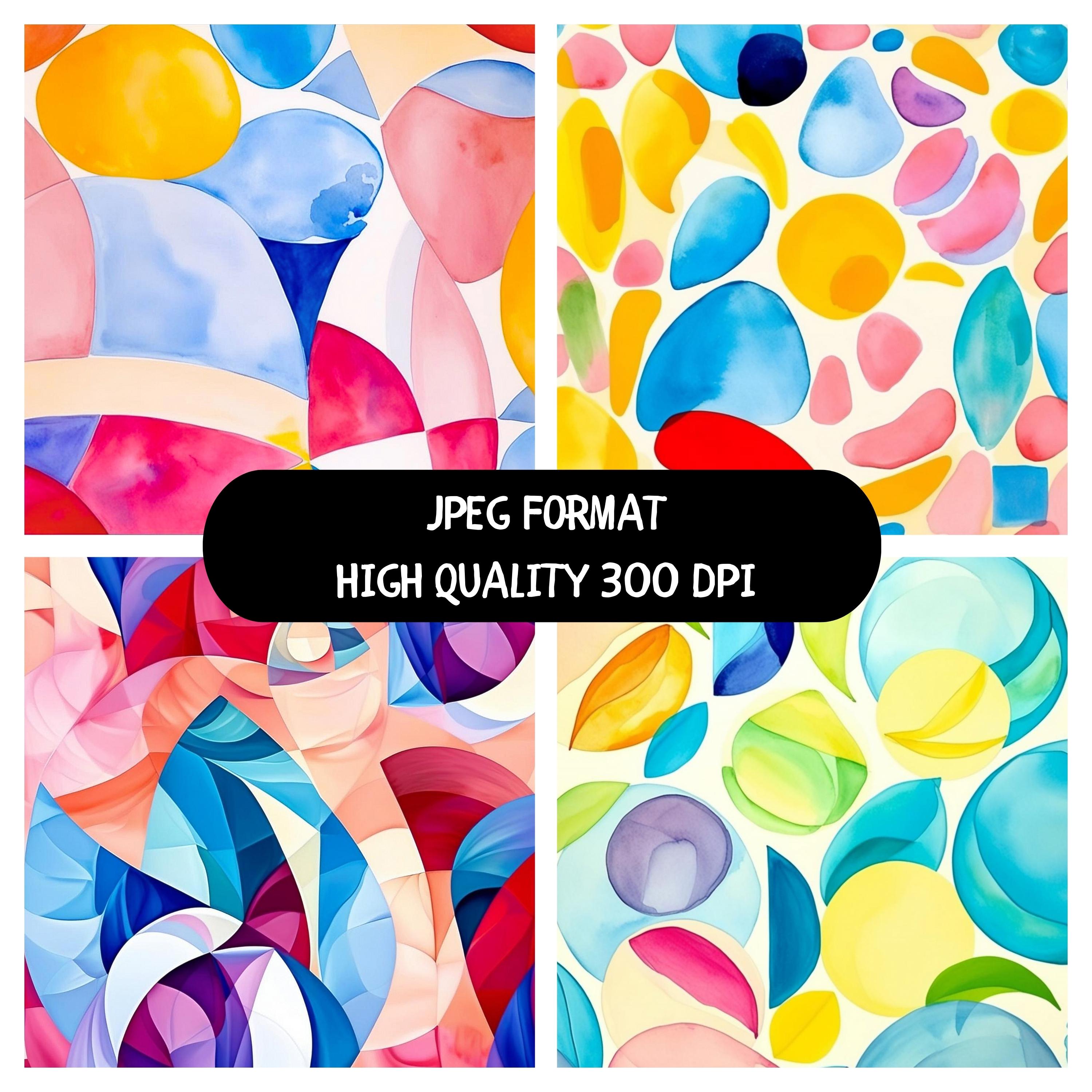 Watercolor Abstract Shapes Vol.1, 20 JPG, Digital Paper, Abstract ...