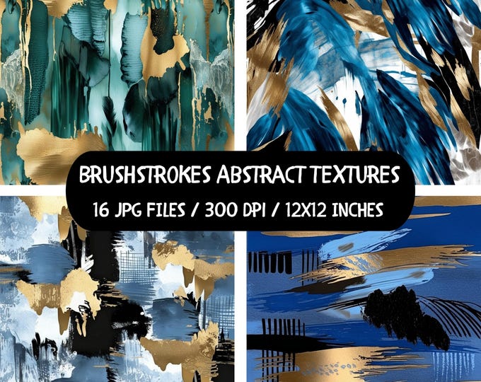 Brushstrokes Abstract Textures, 16 JPEG, Digital Paper, Scrapbook ...
