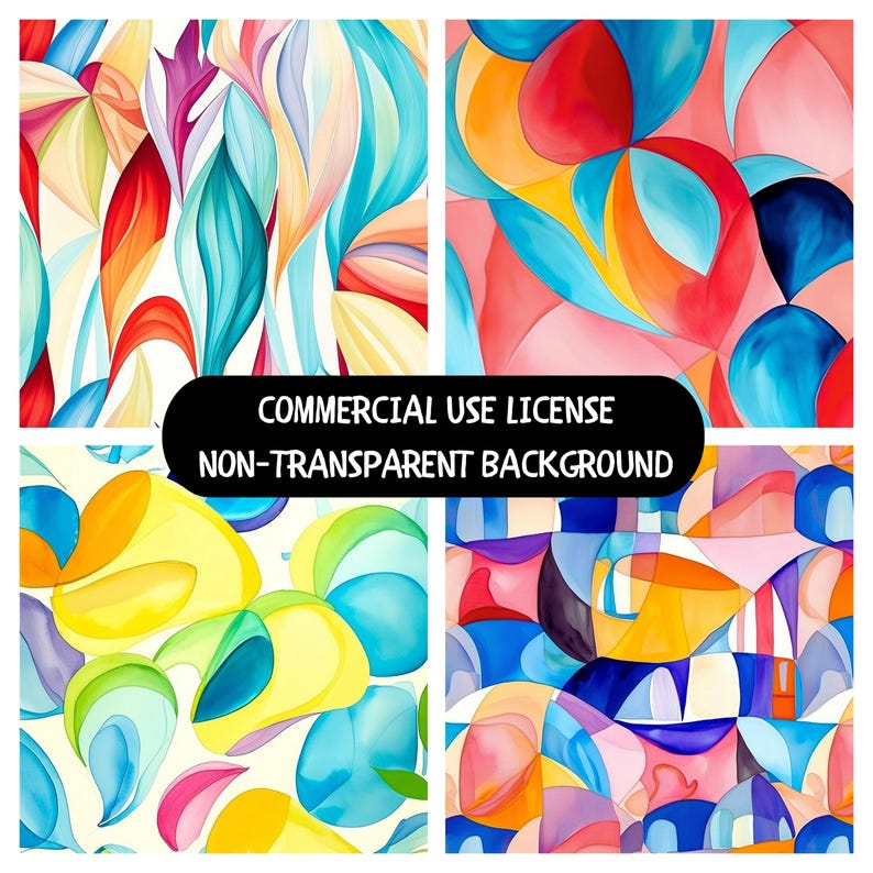 Watercolor Abstract Shapes Vol.1, 20 JPG, Digital Paper, Abstract ...