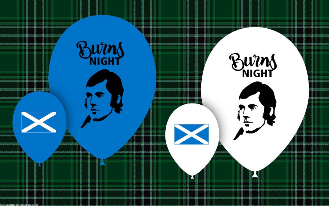 Burns Night Party Balloons, Scottish Celebration, Pack of 10 White and ...