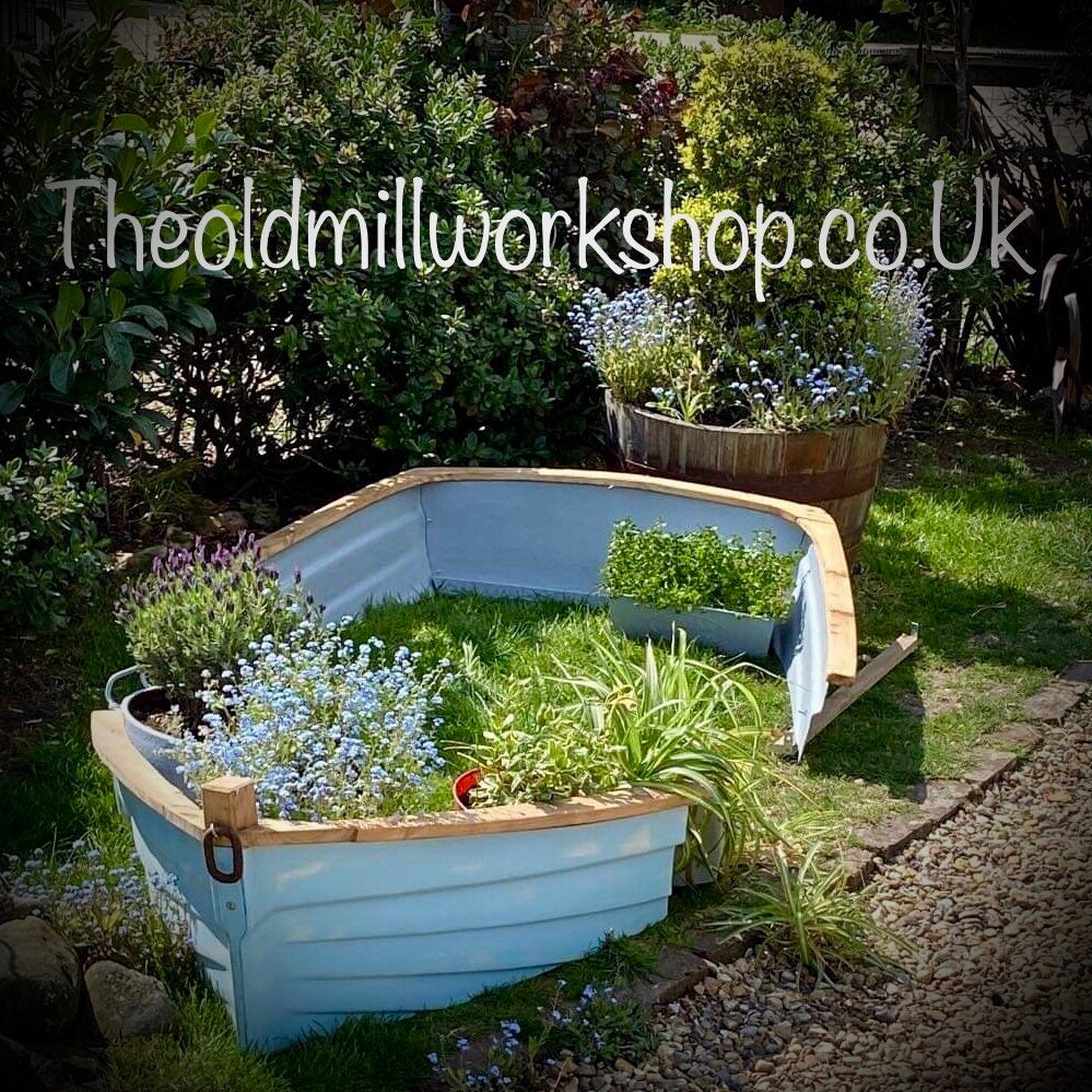 Large Flat-packed Boat Planter, Flower Pot, Garden, Pond, Ornament ...