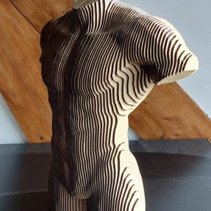 Wood Male Torso Sculpture MDF - Etsy