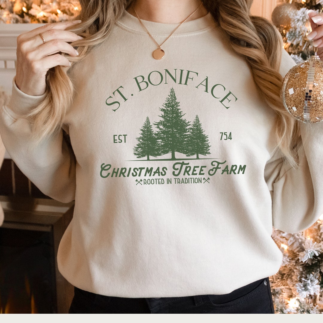 St Boniface Christmas Tree Farm Catholic Crewneck Sweatshirt - Etsy
