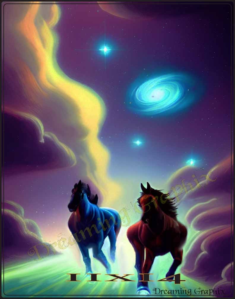 Abstract Colorful Running Horses Scene - Digital Download Prints - 8x10 ...