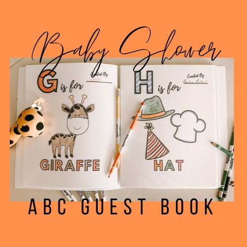 Baby Shower ABC Guest Book | Baby Shower Activities | Baby Shower ...