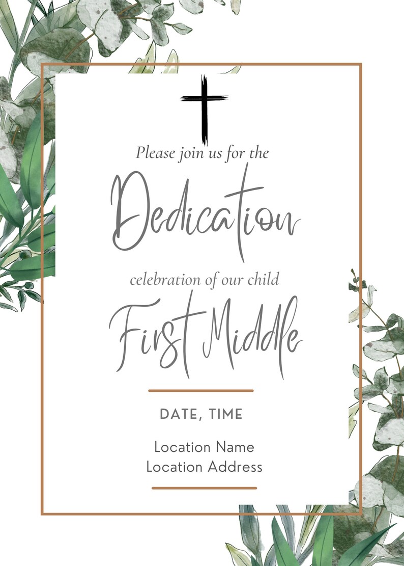 Greenery Baby Dedication Invitation . Christening . Baptism . - Etsy