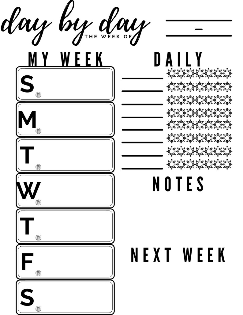 Minimalist Week Planner | Habit Tracker | Day Planner | Meal Planner ...