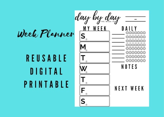 Minimalist Week Planner Habit Tracker Day Planner Meal | Etsy
